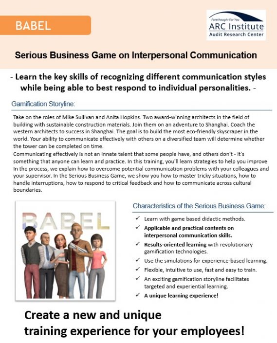 BABEL, Serious Business Game, Gamified Training, ARC
